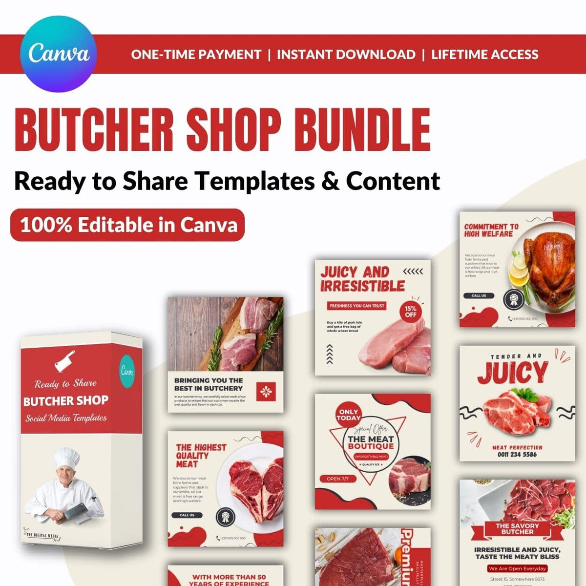 Butcher Shop | Ready to Share Social Media Templates | 100% Editable ...