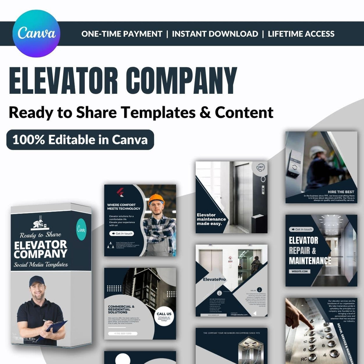 Elevator Company | Ready to Share Marketing Templates | 100% Editable ...