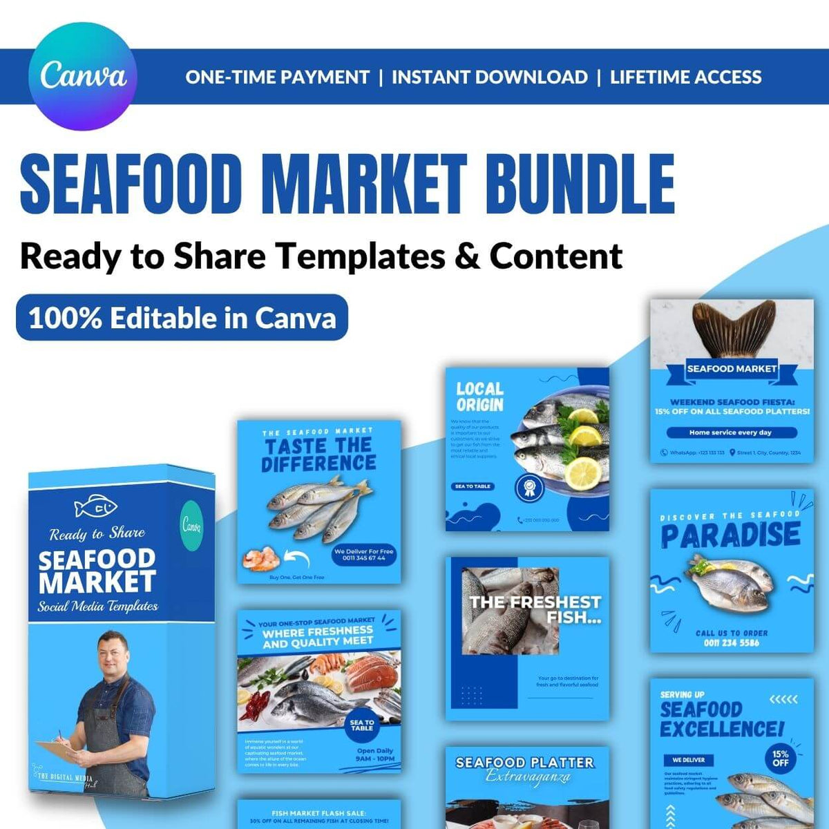 Seafood Market | Ready to Share Social Media Templates | 100% Editable ...